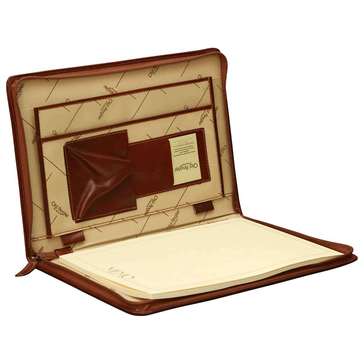 Leather Round Zipper Folder - Brown | 067505MA US | Old Angler Firenze