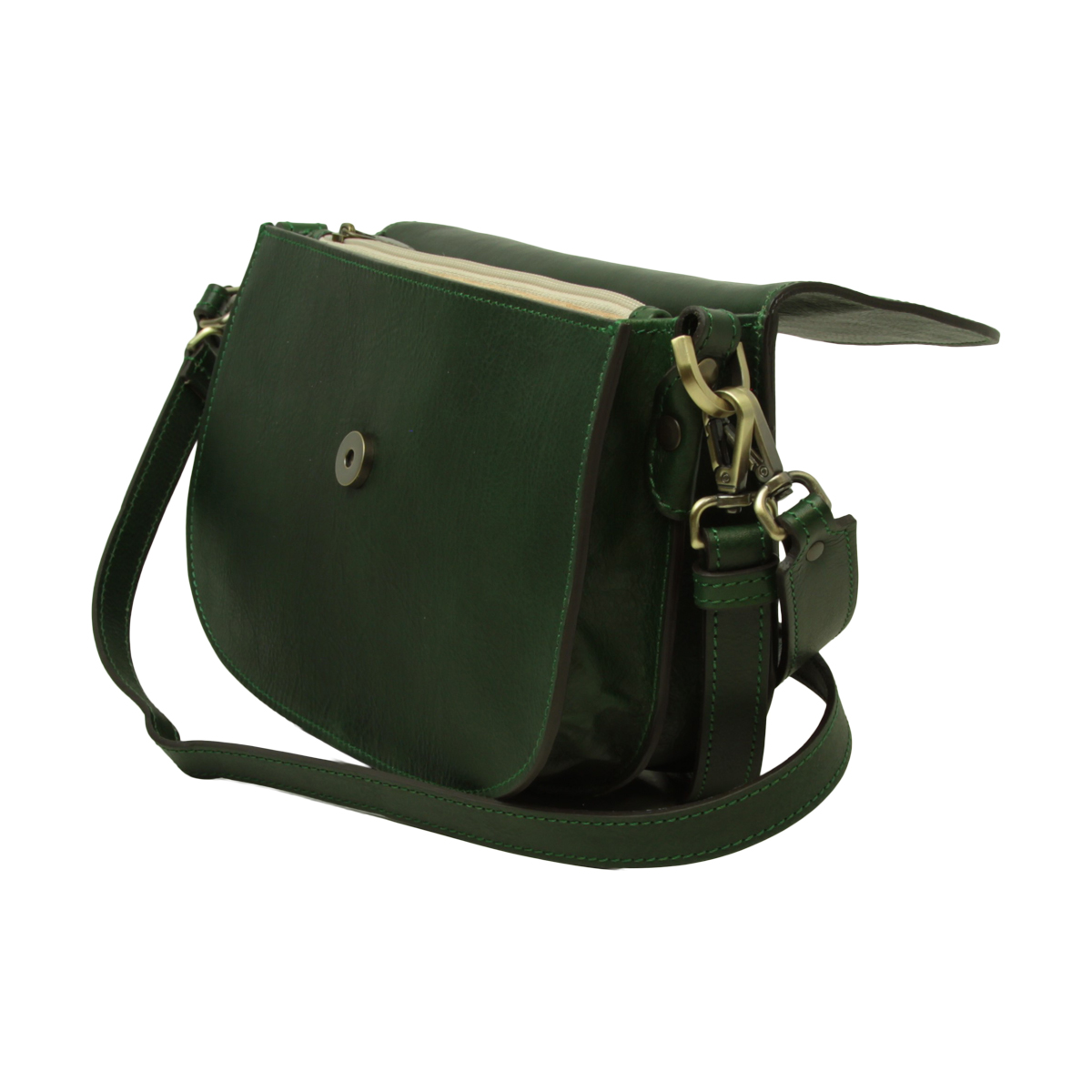 Two-shoulder bag in full-grain calfskin –Green|417291VE|Old Angler Firenze